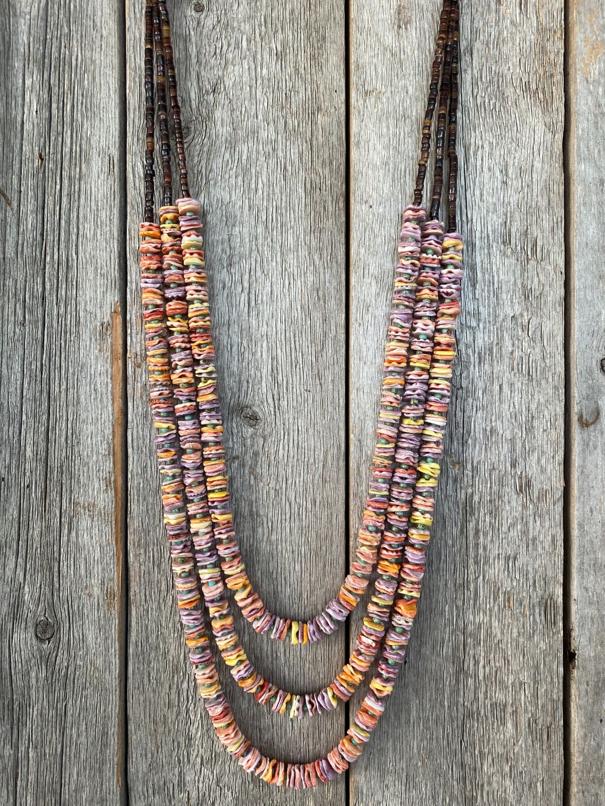17626 3std Heishi Cut Multi Color Spiny Oyster Necklace – J.Forks Designs