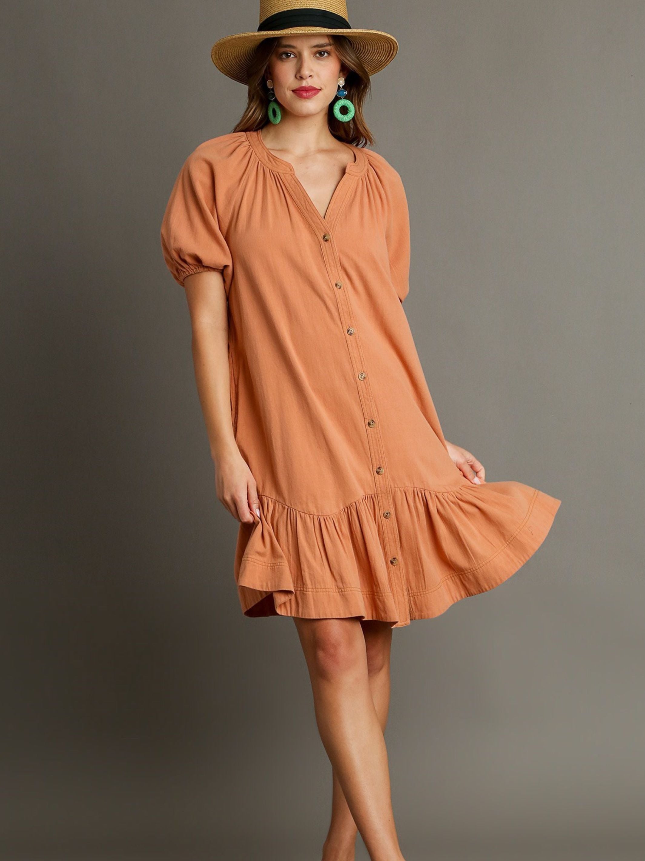 Canyon Clay Tiered Ruffle Bottom Dress – J.Forks Designs