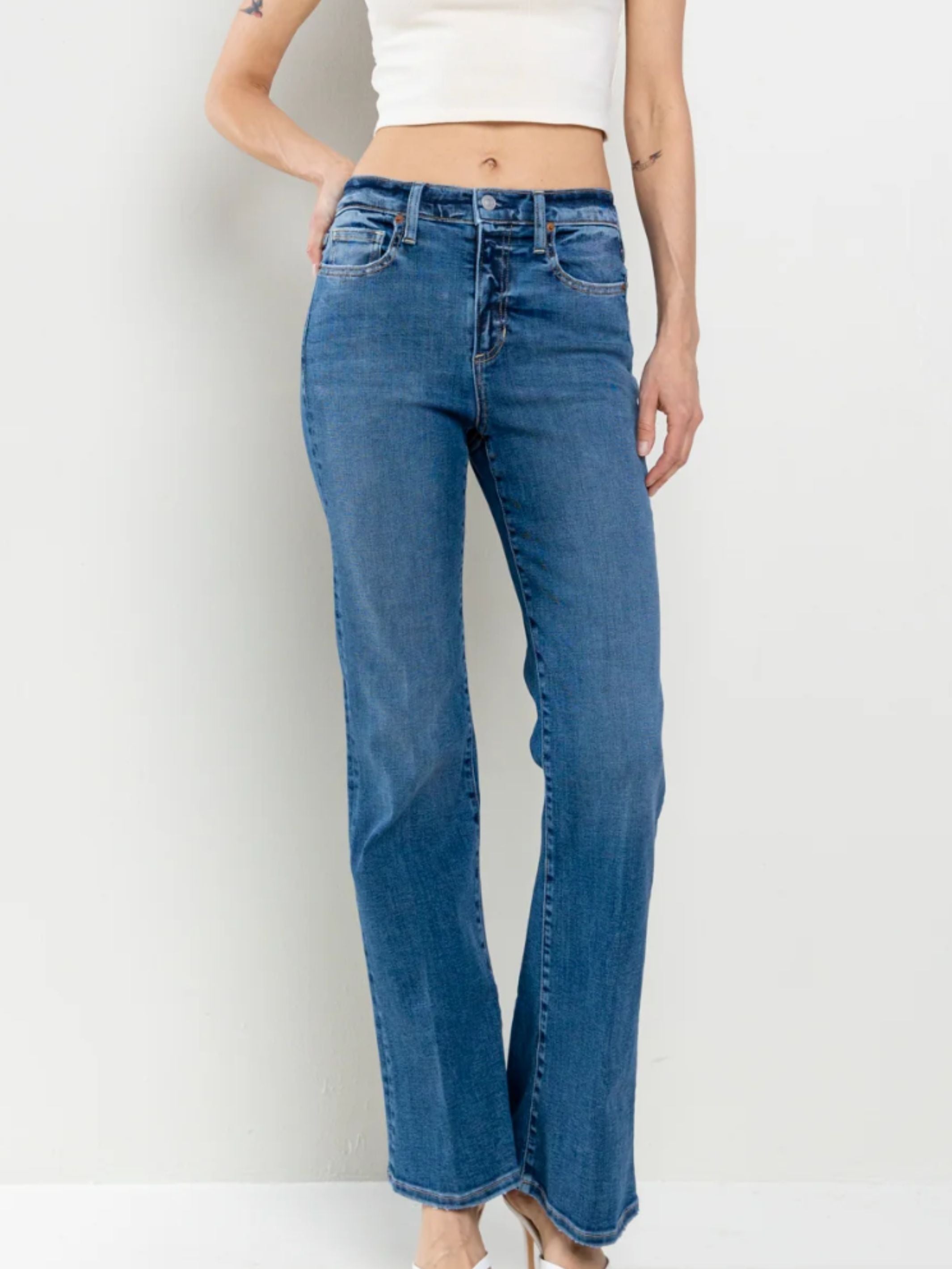 Sneak Peek High Rise Ultra Stretch Bootcut Jeans – J.Forks Designs